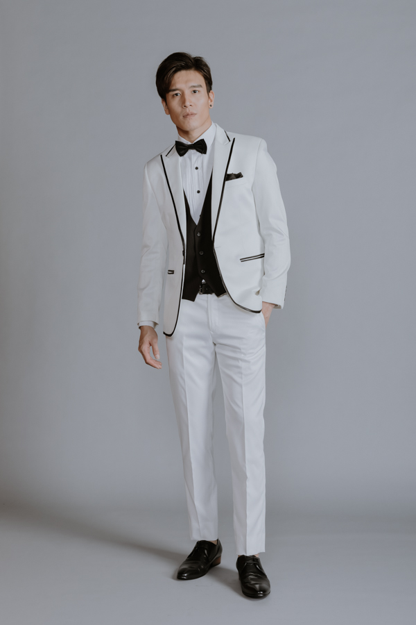 116 素面全滾邊 西裝外套 白色 | 東潮時裝西服EASTREAM